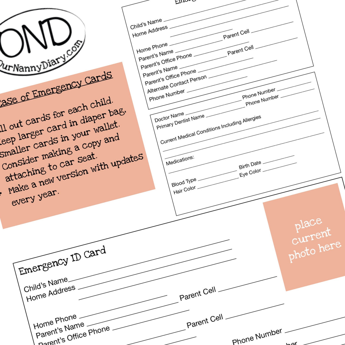 ICE Cards (In Case of Emergency) – Our Nanny Diary